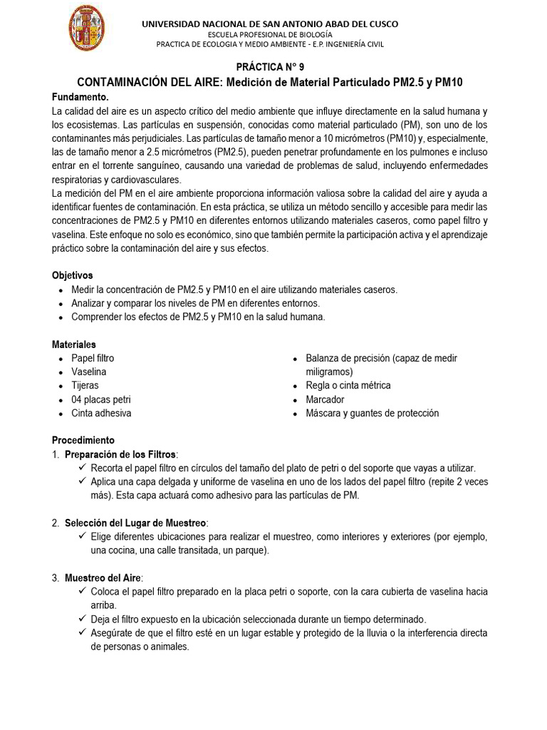 Practica Contaminacion Aire 2.5 PM y 10 PM | PDF