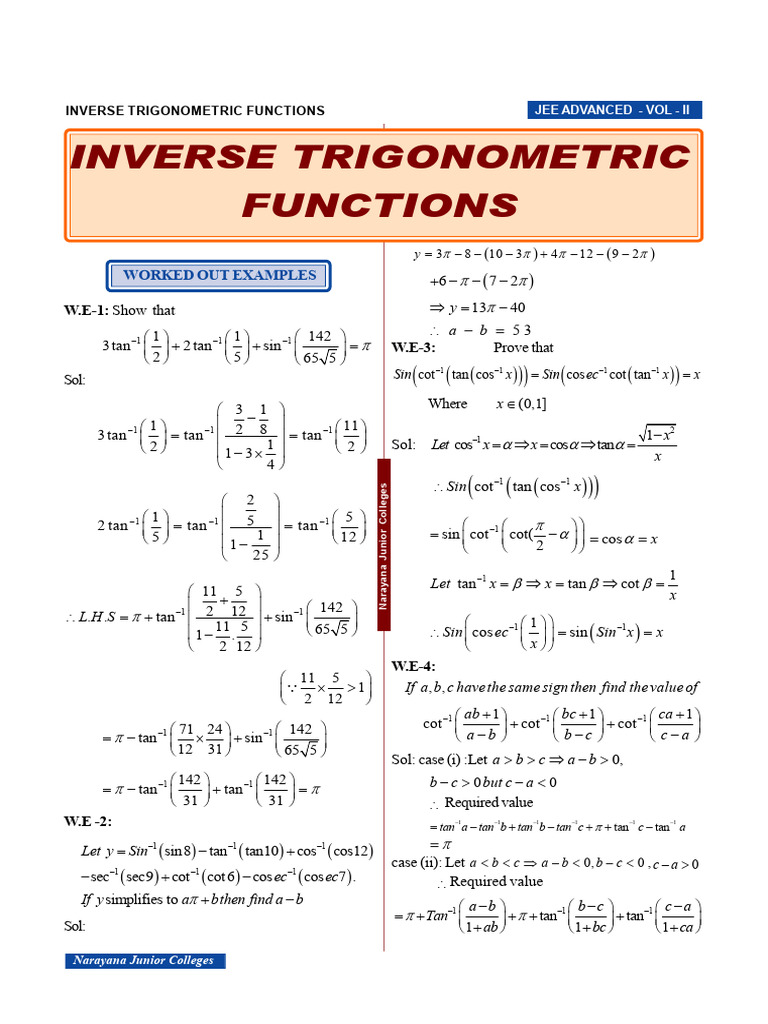 XII Maths Chapter 2 INVERSE TRIGONOMETRIC Level 5 6193 217 | PDF ...