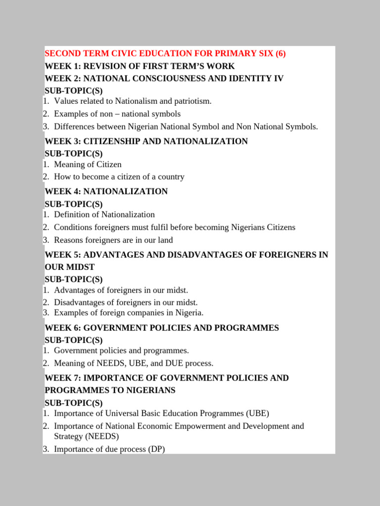 PRY 6 Civic 2nd Term | PDF