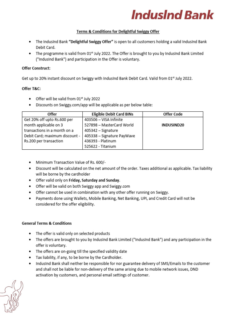Delightful Swiggy TNC | PDF