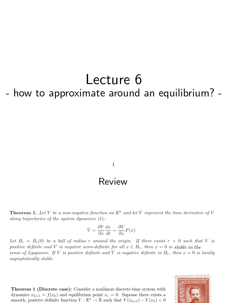 Feedback Systems Lec6 Linearization | PDF