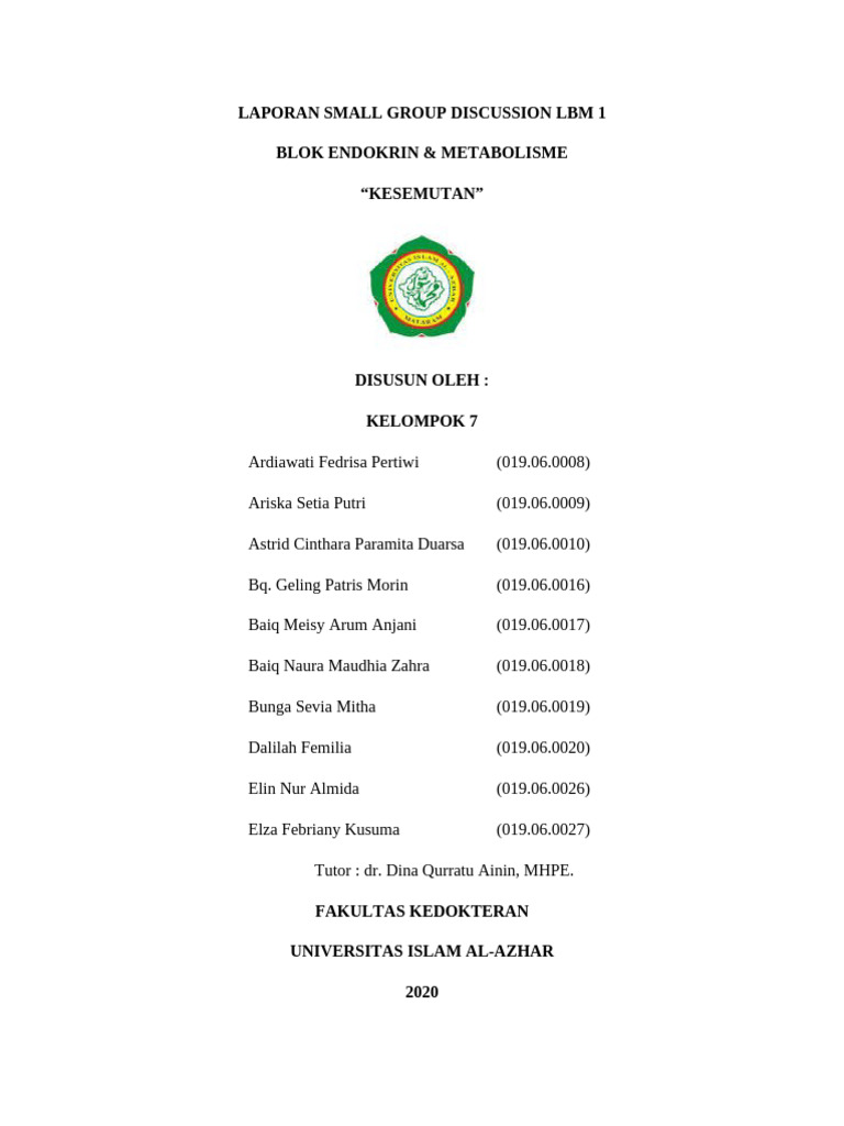 Laporan Small Group Discussion LBM 1 - SGD 7 | PDF