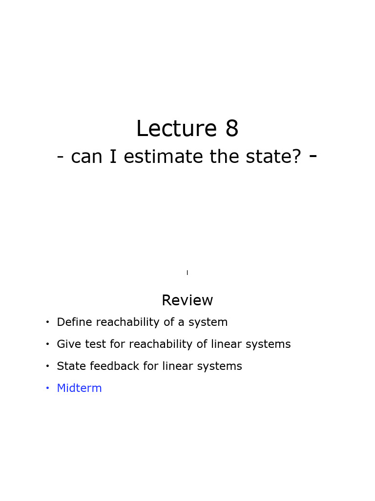 Feedback Systems Lec8 Observability | PDF