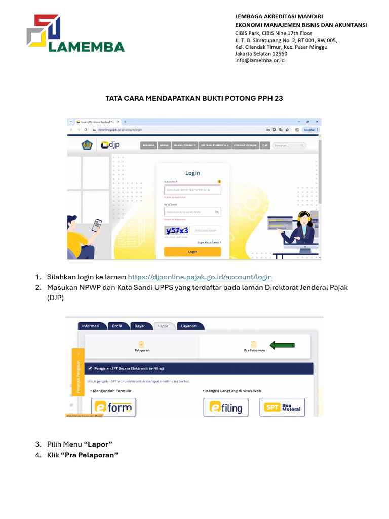 Tata Cara Pembuatan Bukti Potong & Pembayaran PPH 23 | PDF