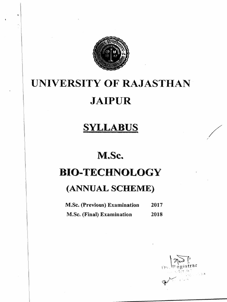 M.SC Bio Technology (Annual Scheme2017 18) | PDF