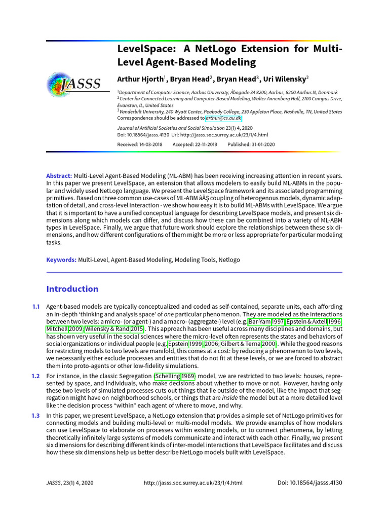 LevelSpace - A NetLogo Extension For ML-ABM | PDF | Climate ...