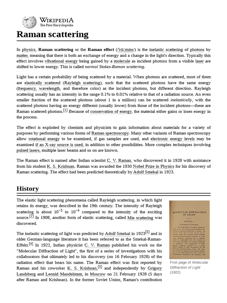 Raman Scattering | PDF