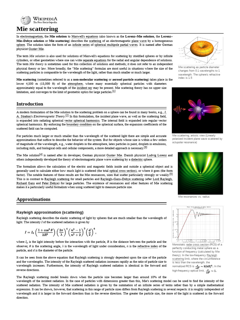 Mie Scattering | PDF