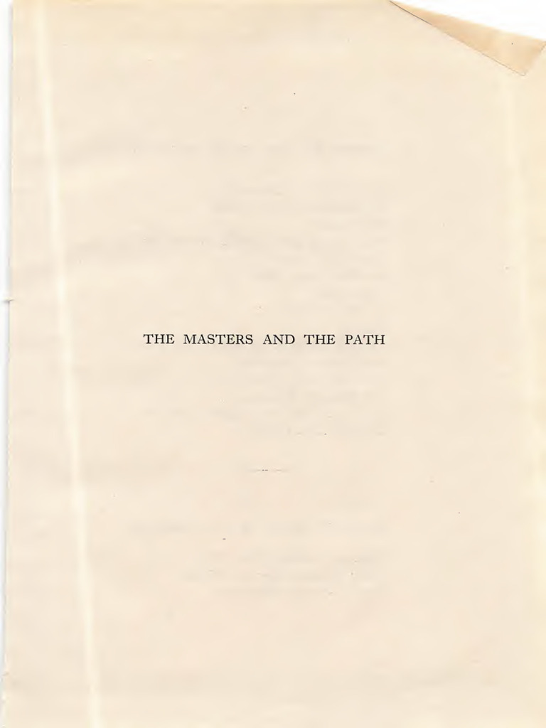 C. W. Leadbeater - The Masters and The Path. | PDF