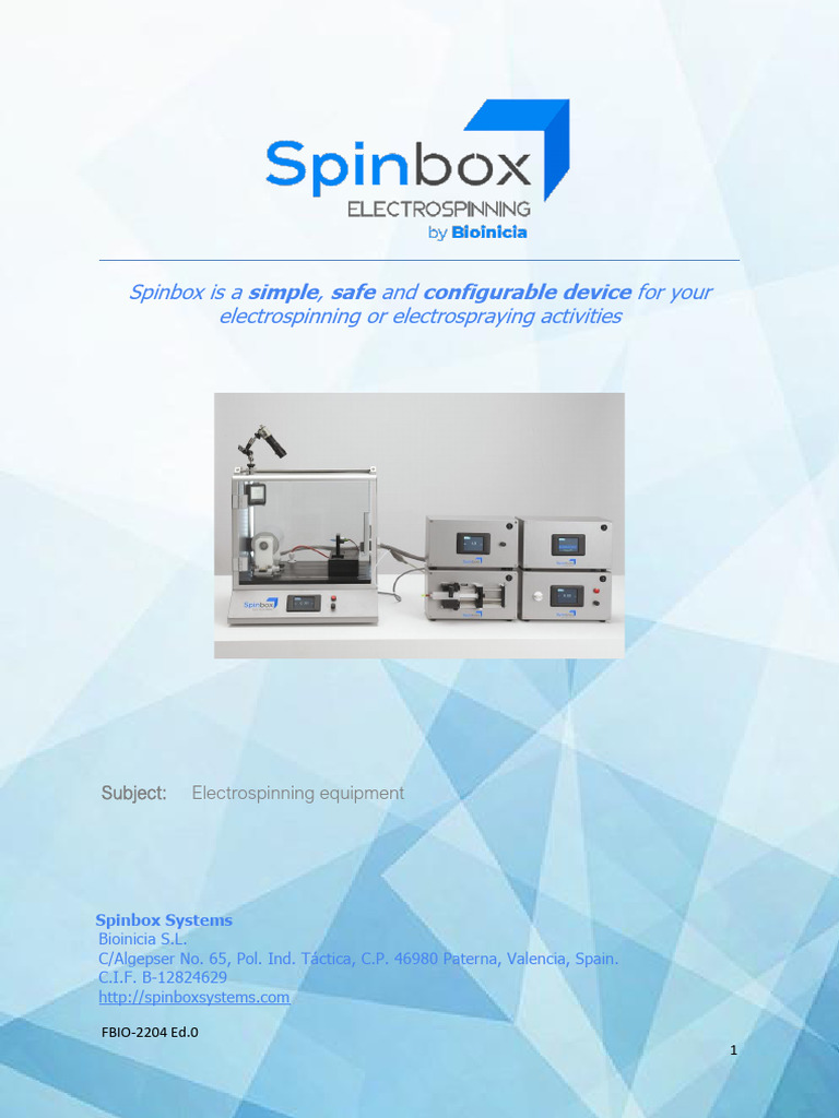 Spinbox Systems - Specification Sheet | PDF | Syringe | Computers