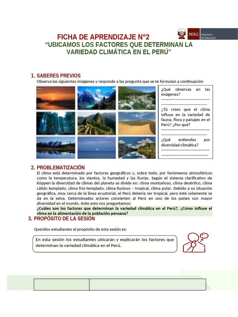 FICHA 2 - 1ER GRADO CCSS Legi | PDF | Clima | Herida