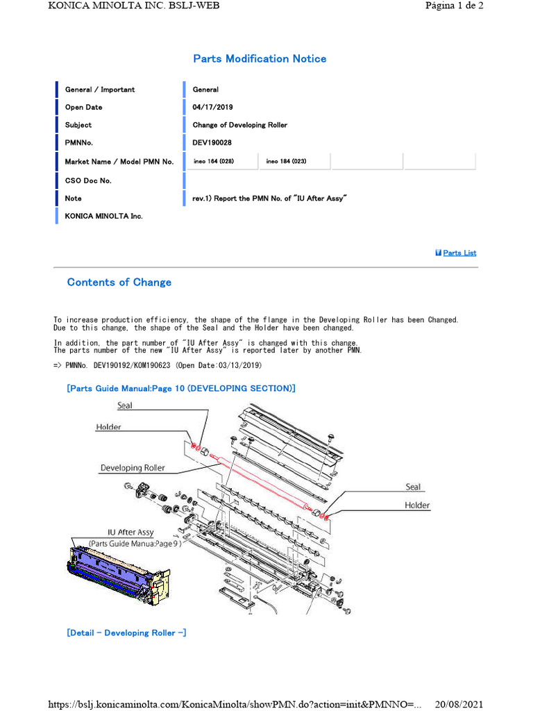 Change of Developing Roller | PDF