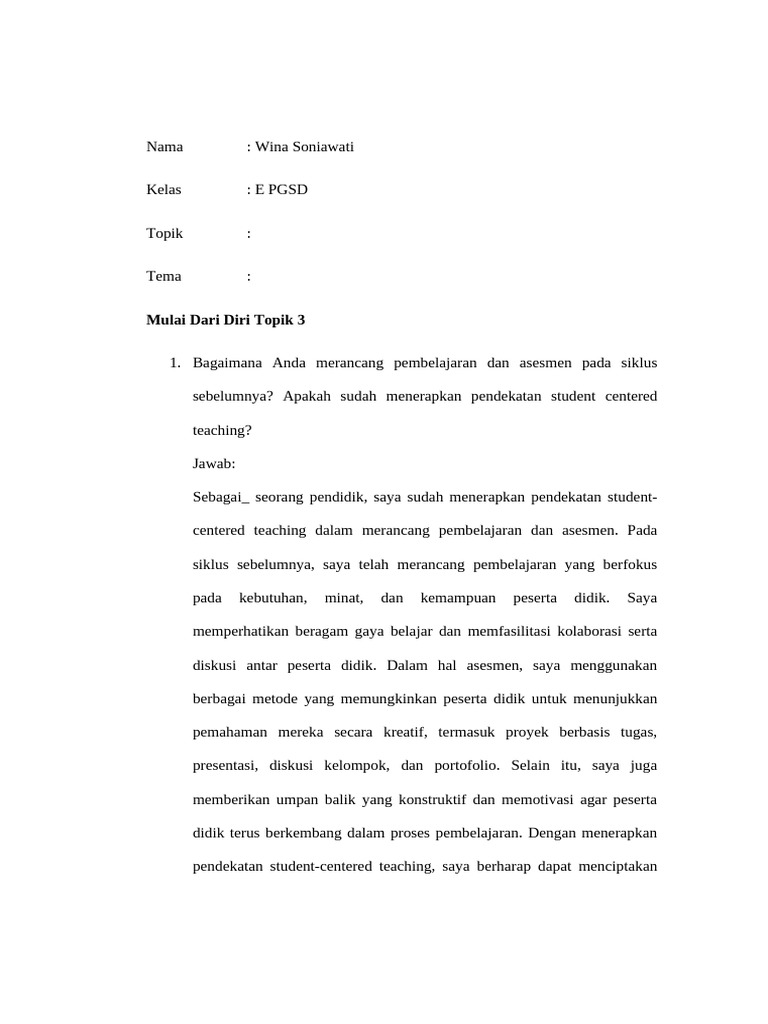 Topik 3 - Mulai Dari Diri.2 - Prinsip Pengajaran Dan Asesmen 2 | PDF