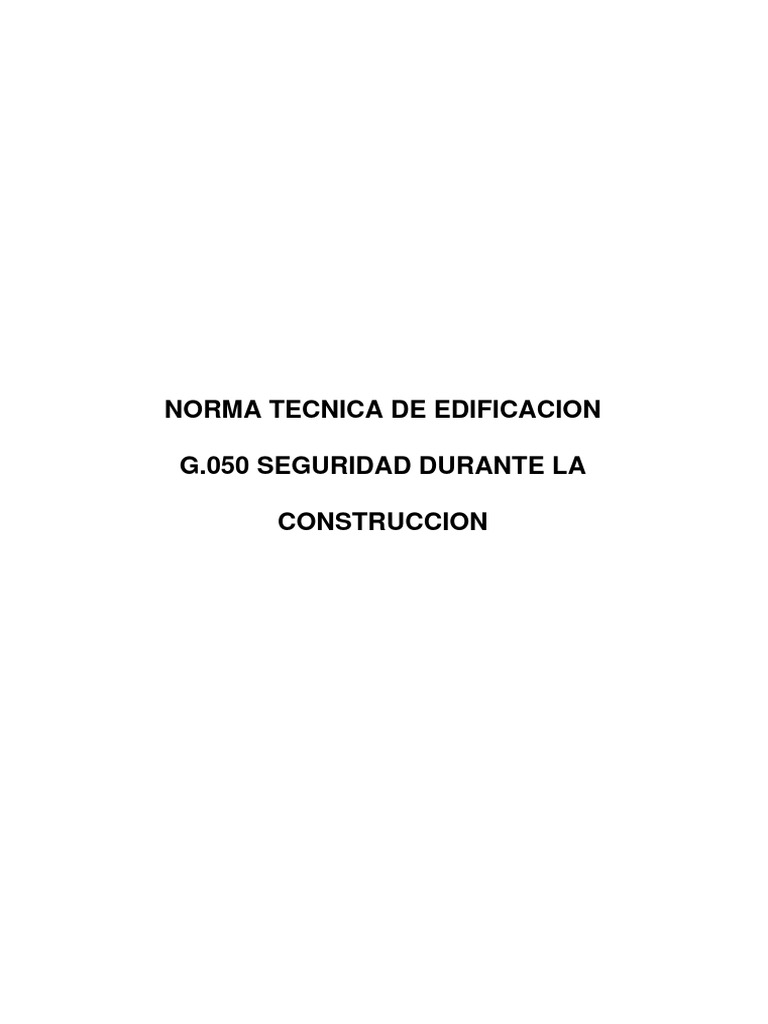 Norma Tecnica de Edificacion G 050 Segur | PDF