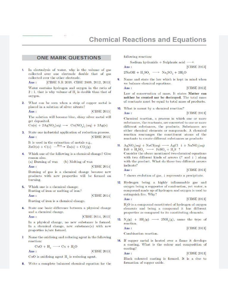 Chemical Reaction & Equation | PDF