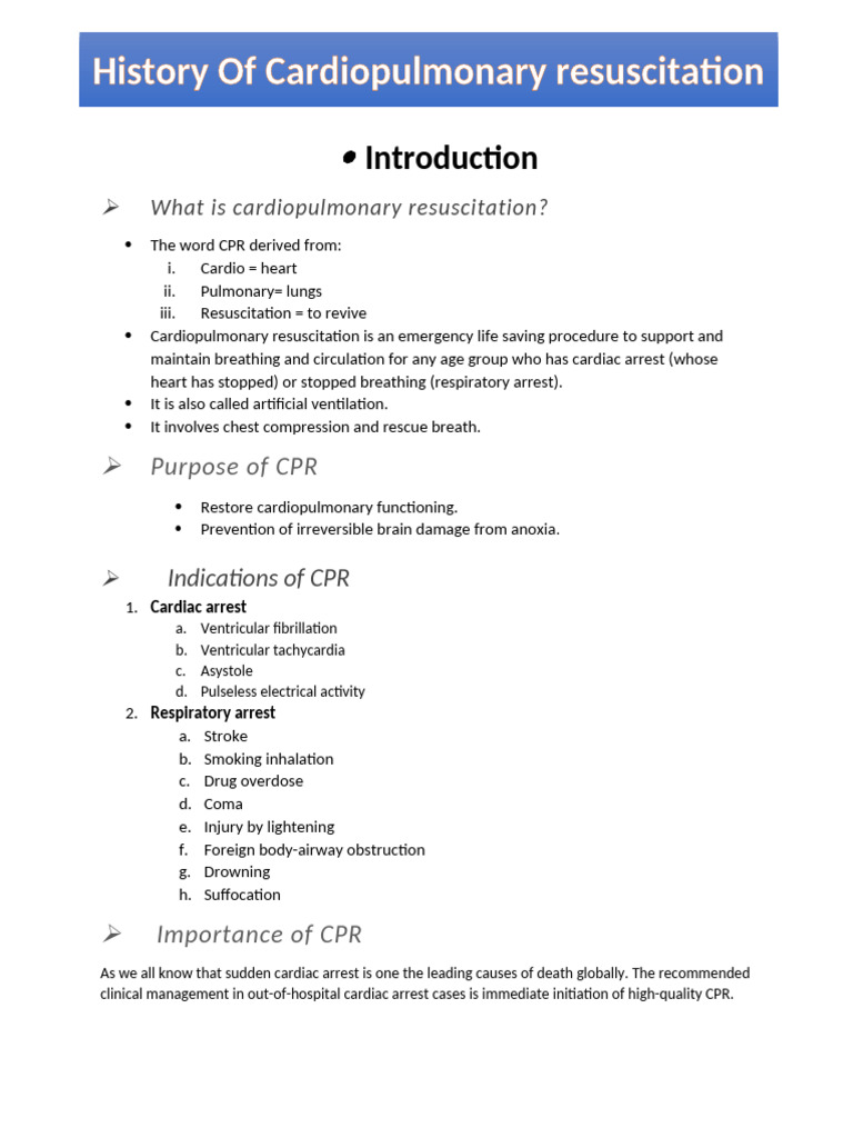 History of Cardiopulmonary Resuscitation | PDF