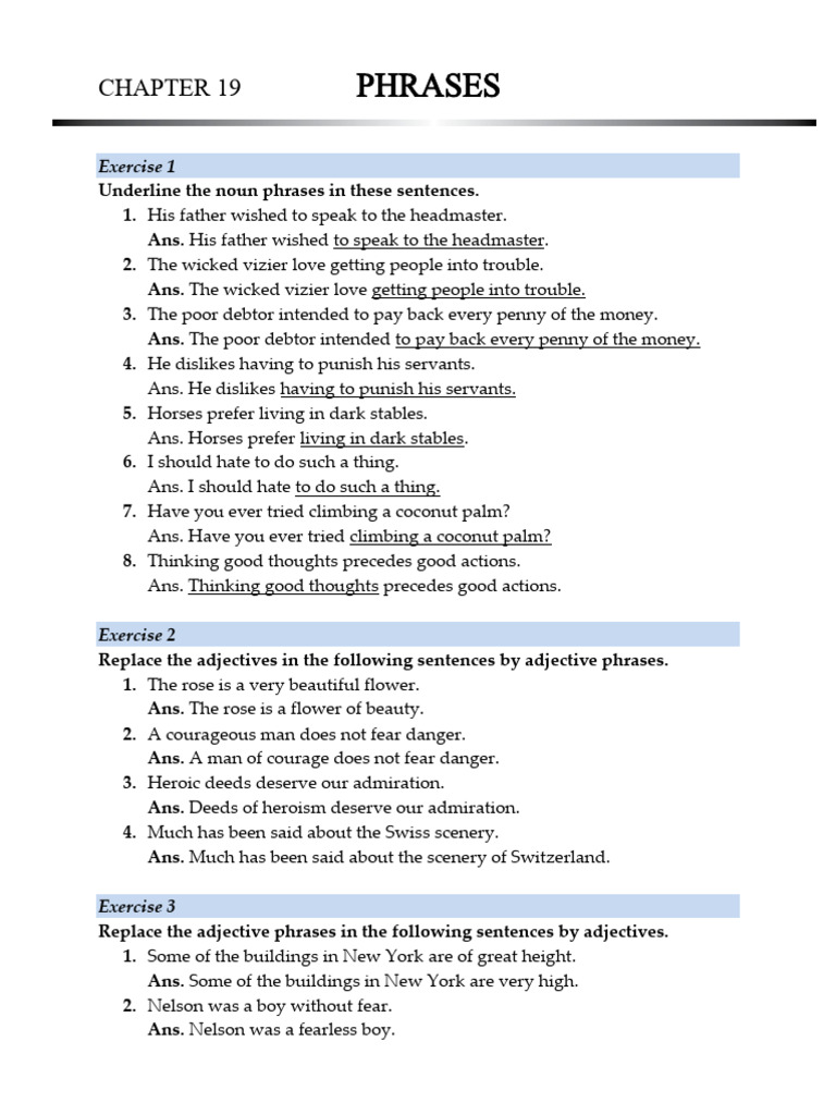 Phrases: Exercise 1 | PDF