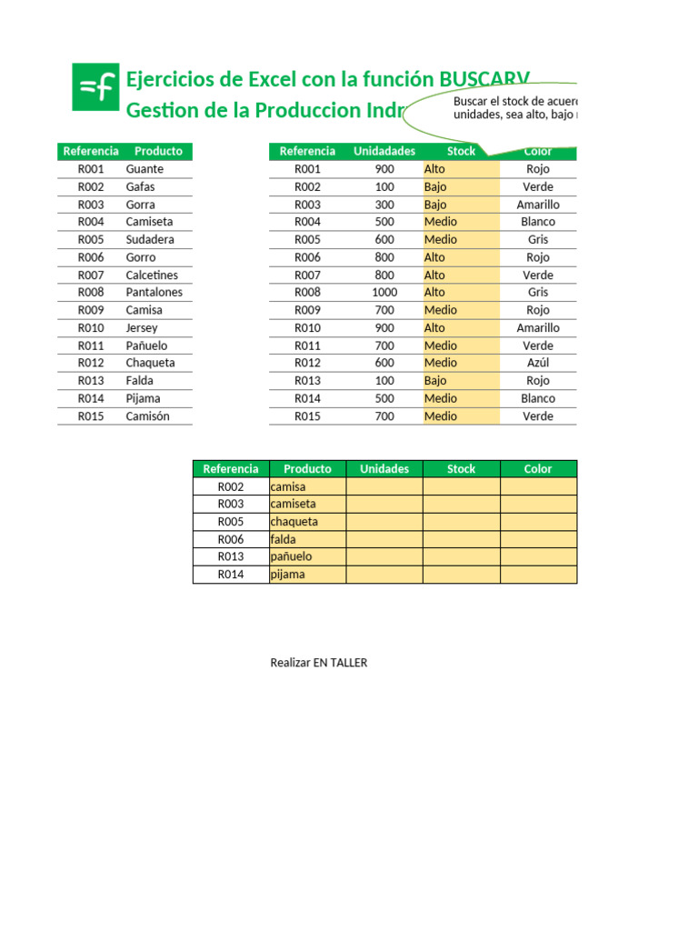 Ejercicios de Buscarv | PDF