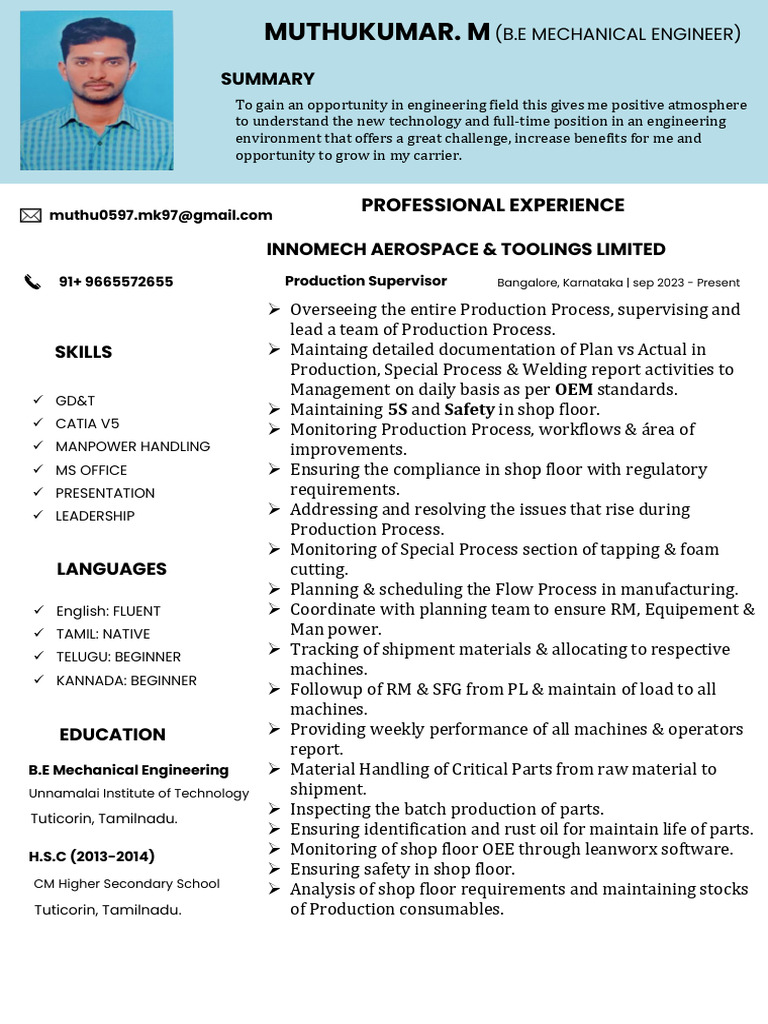 M. Muthukumar Resume-4 | PDF