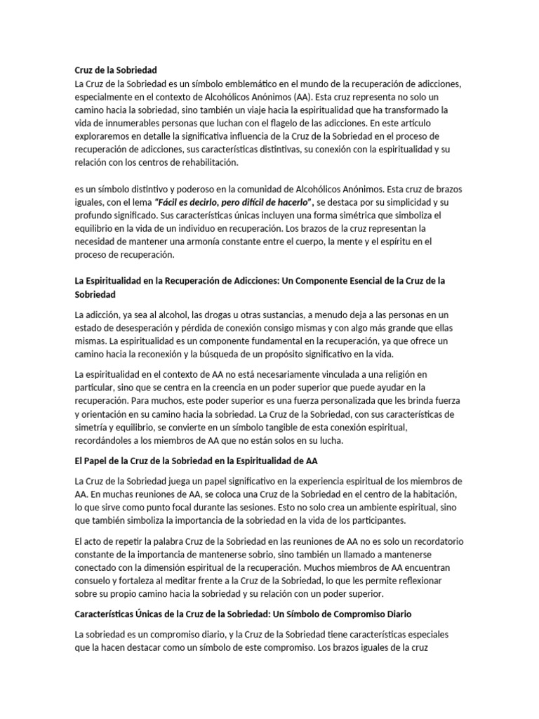 Cruz de La Sobriedad | PDF
