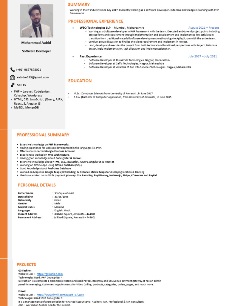 Resume Mohammad Aabid | PDF