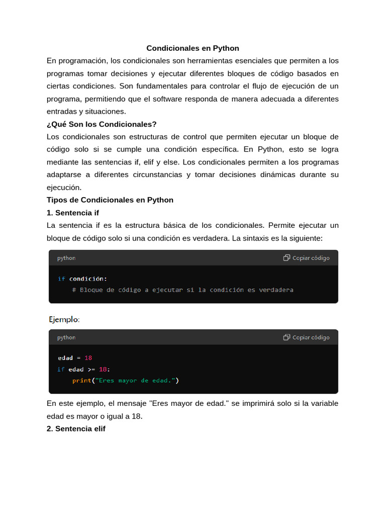 Condicionales en Python | PDF