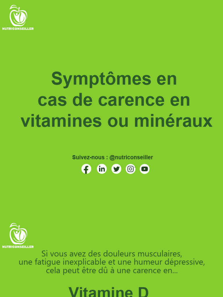 Sympt Mes en Cas de Carences en Vitamines Ou Min Raux 1697316634 | PDF