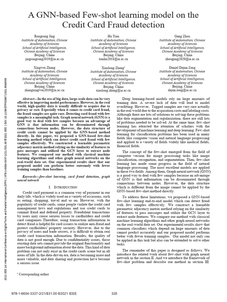 A - GNN-based - Few-Shot - Learning - Model - On - The - Credit - Card - Fraud - Detection | PDF