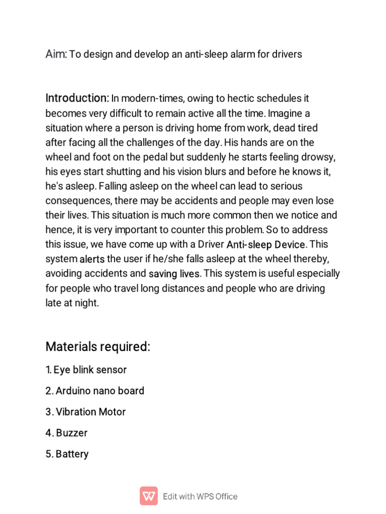 Anti Sleep Project (English) | PDF