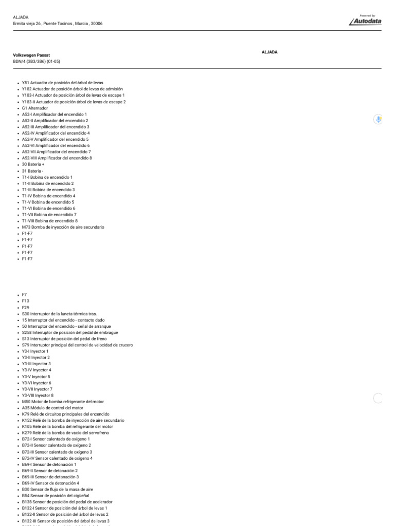 Wiring Diagram - Autodata Passat w8 | PDF