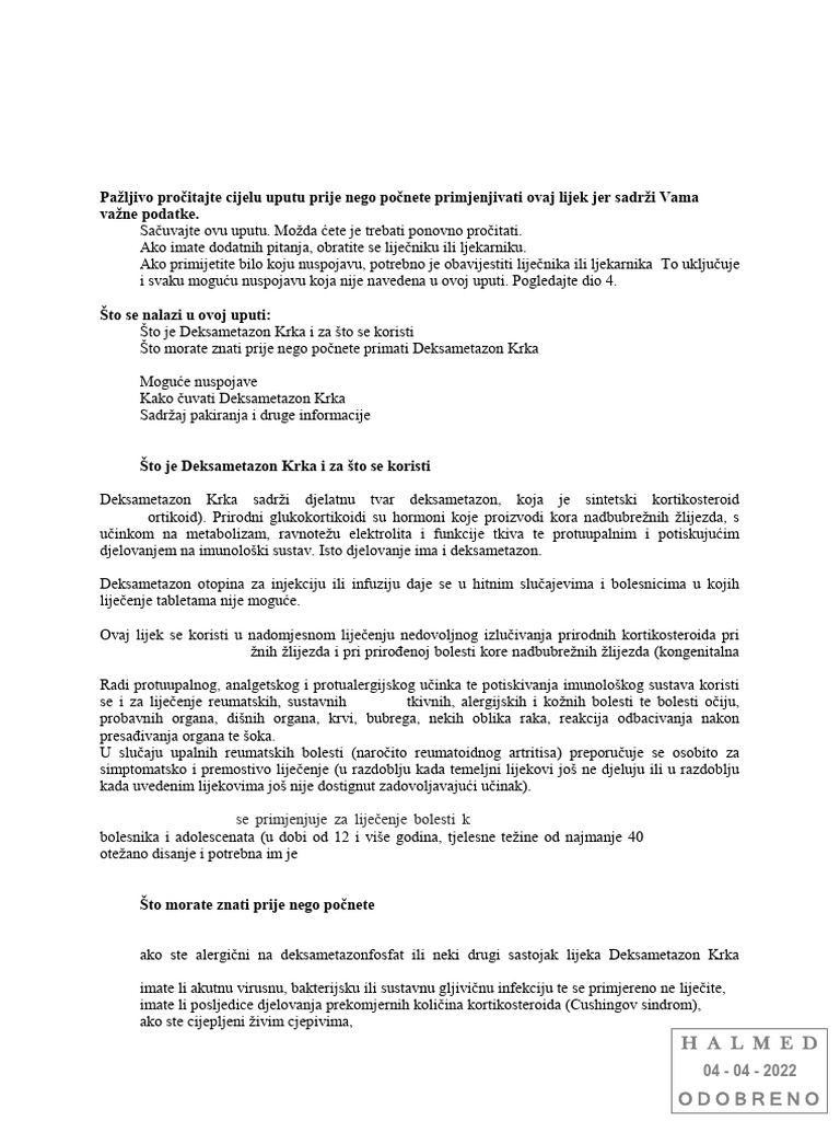 Deksametazon Krka PIL - 1 | PDF