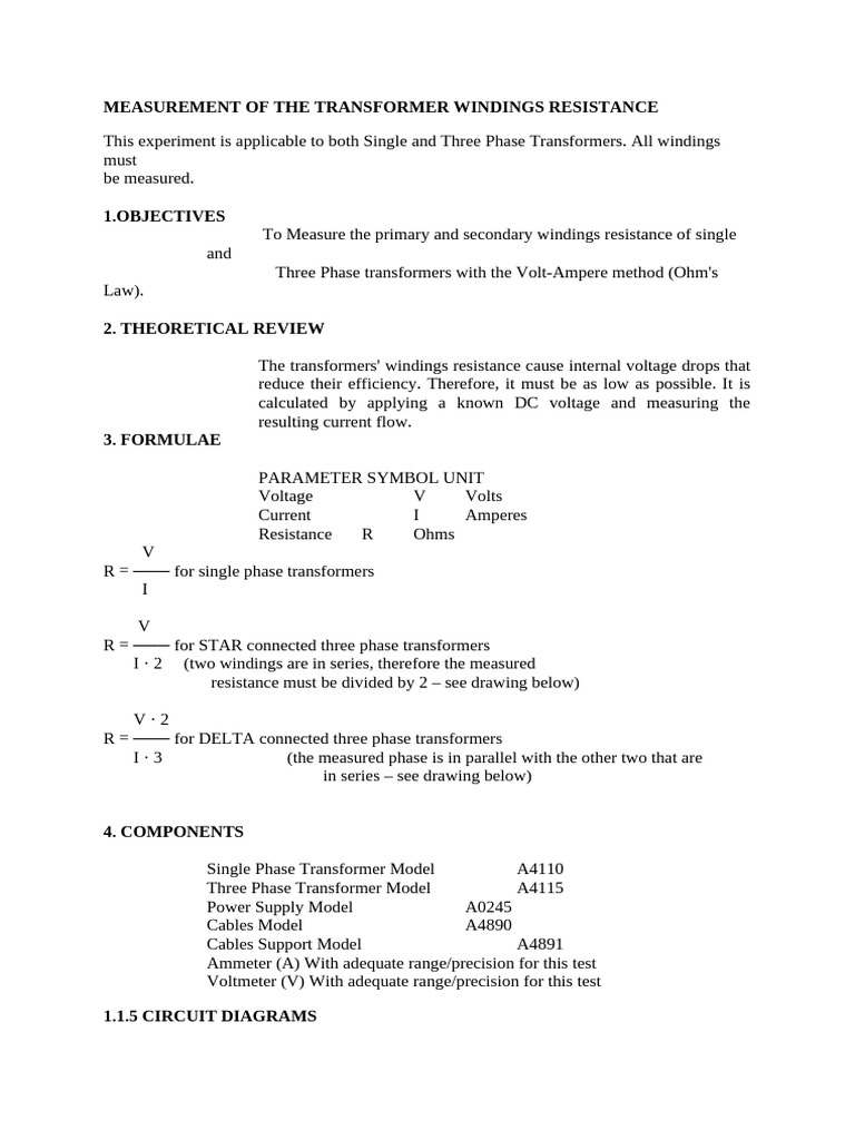 5.MEASUREMENT OF THE TRANSFORMER WINDINGS RESISTANCE-single and three ...
