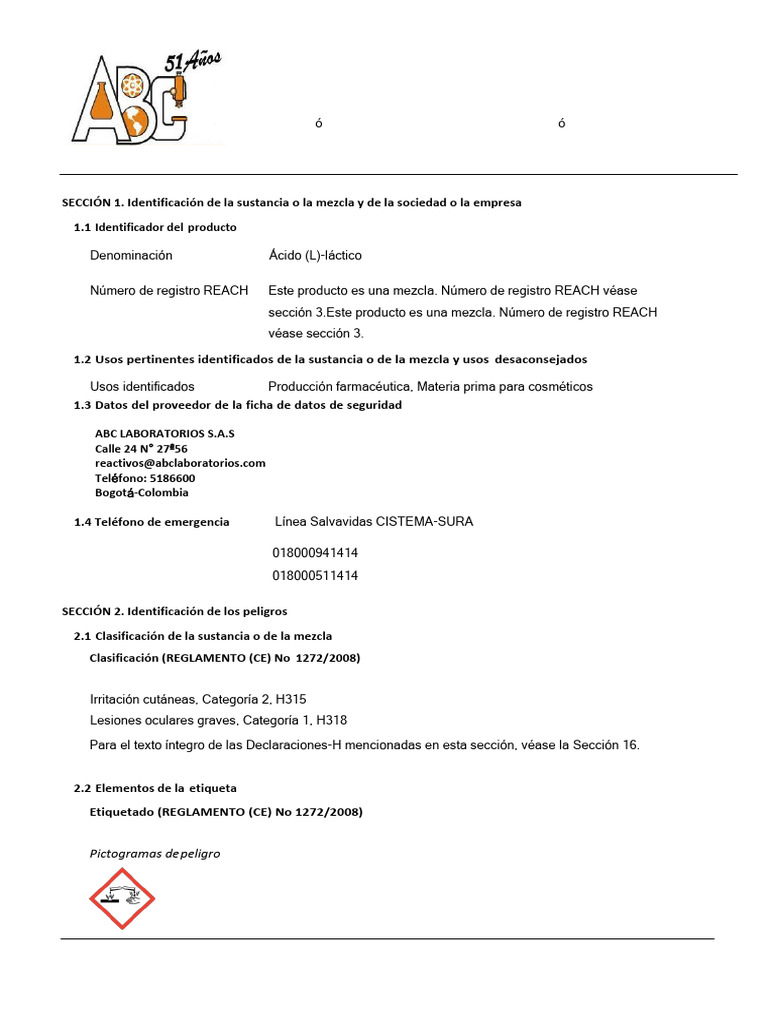 Acido Lactico | PDF