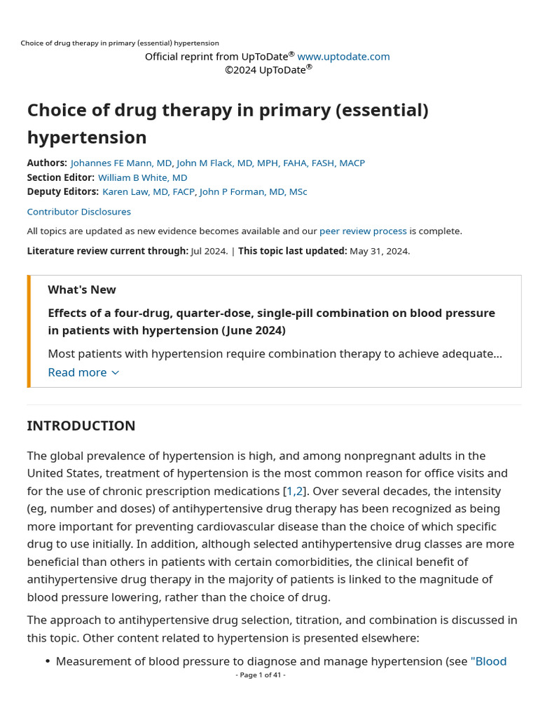 Choice Of Drug Therapy In Primary Essential Hypertension Pdf