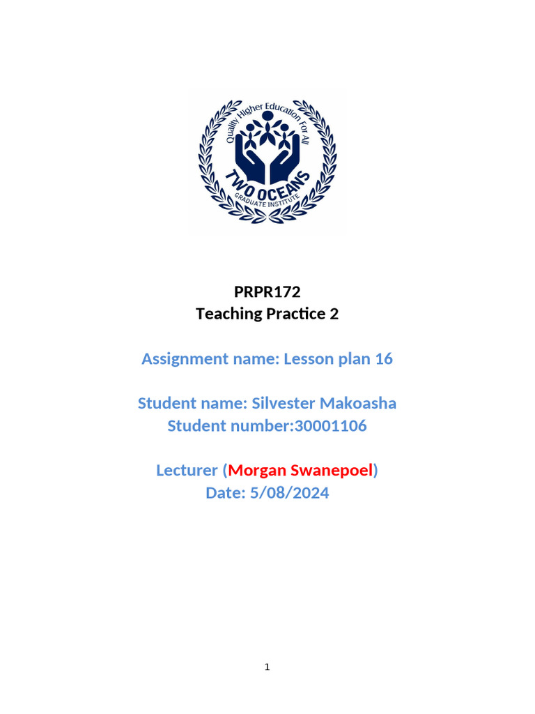 2024 PGCE Togi Lesson Plan 16 | PDF