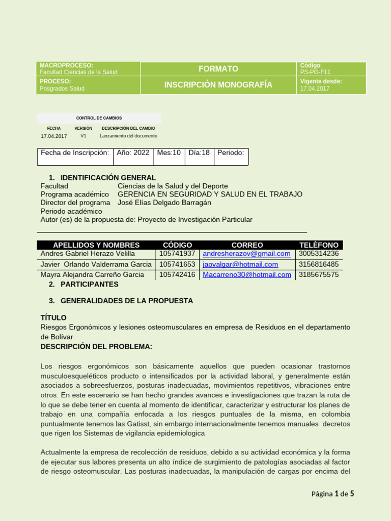 Formato Inscripción | PDF