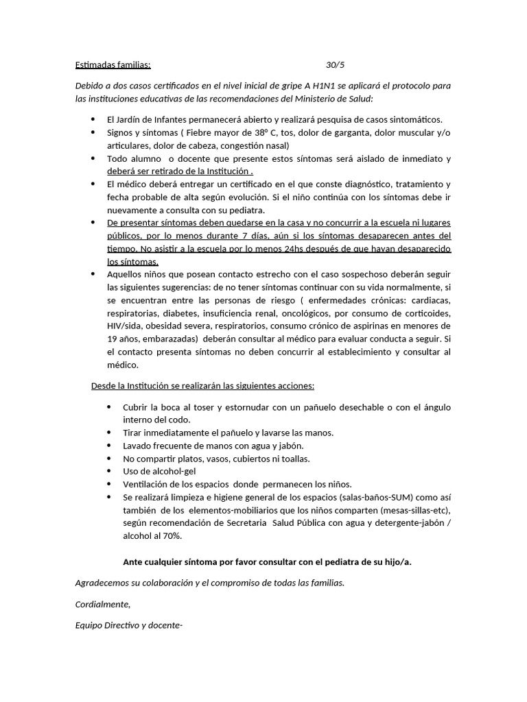 Nota Gripe A N1H1 | PDF