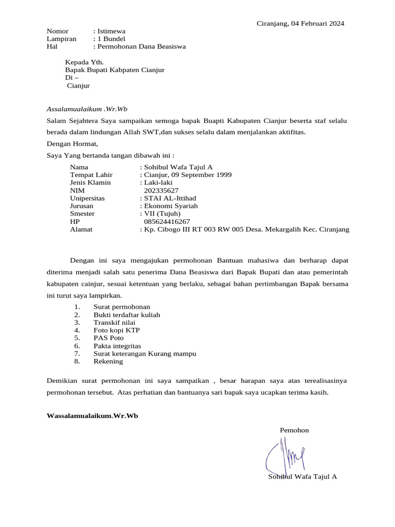 Pengajuan Beasiswa Merged Organized | PDF