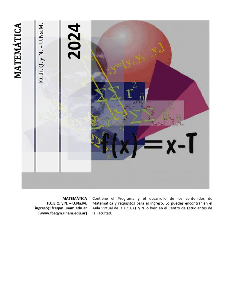 Cuadernillo Ingreso Matematica UNaM-FCEQyN 2024 | PDF