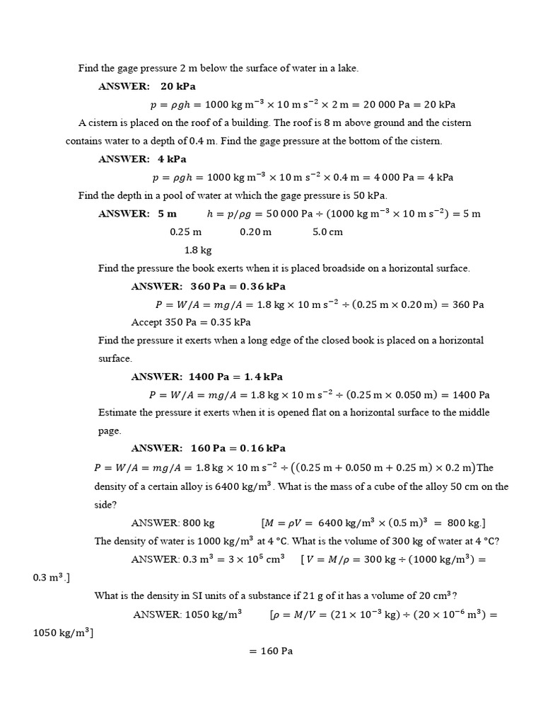 Pressure | PDF | Density | Pressure