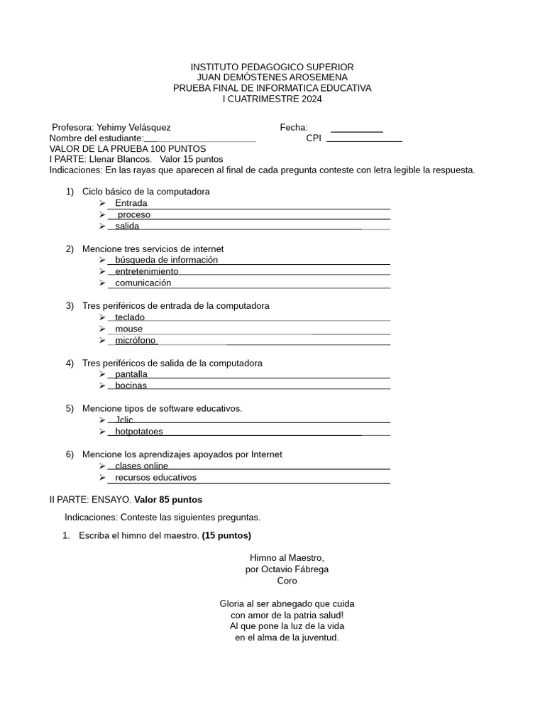 Examen I C. Inf | PDF