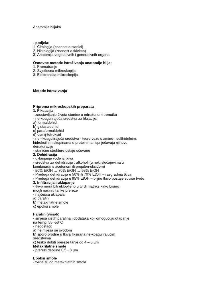 Anatomija Biljaka Skripta | PDF