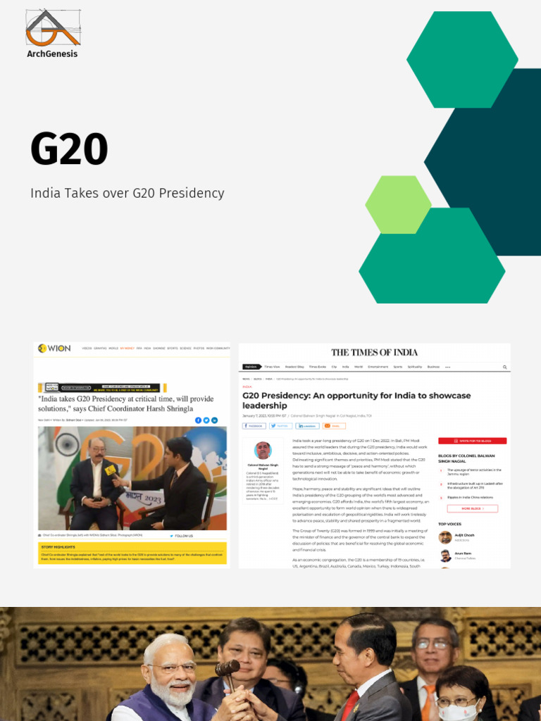 India Takes Over G20 Presidency: Archgenesis | PDF