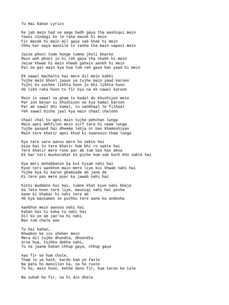 Tu Hai Kahan | PDF