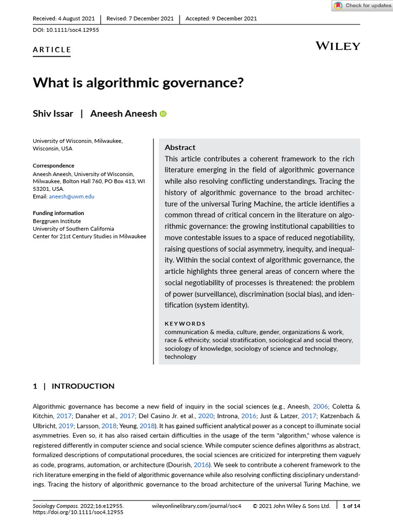 ALGORITMOS - Sociology - Compass - 2021 - Issar - What - Is ...