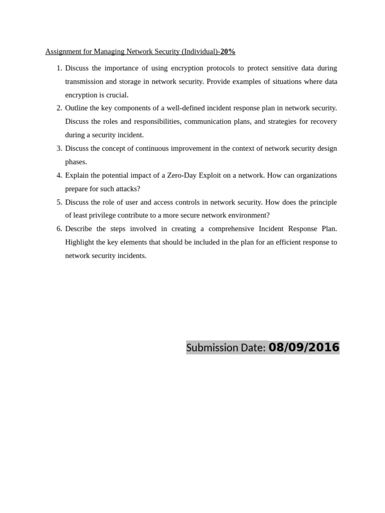 Assignment For Manage Network Security | PDF | Computers