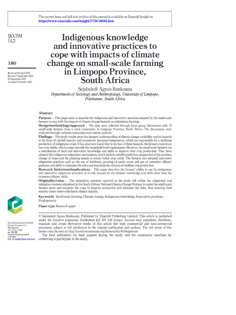 Indigenous Knowledge and Innovative Practices to Cope With Impacts of ...