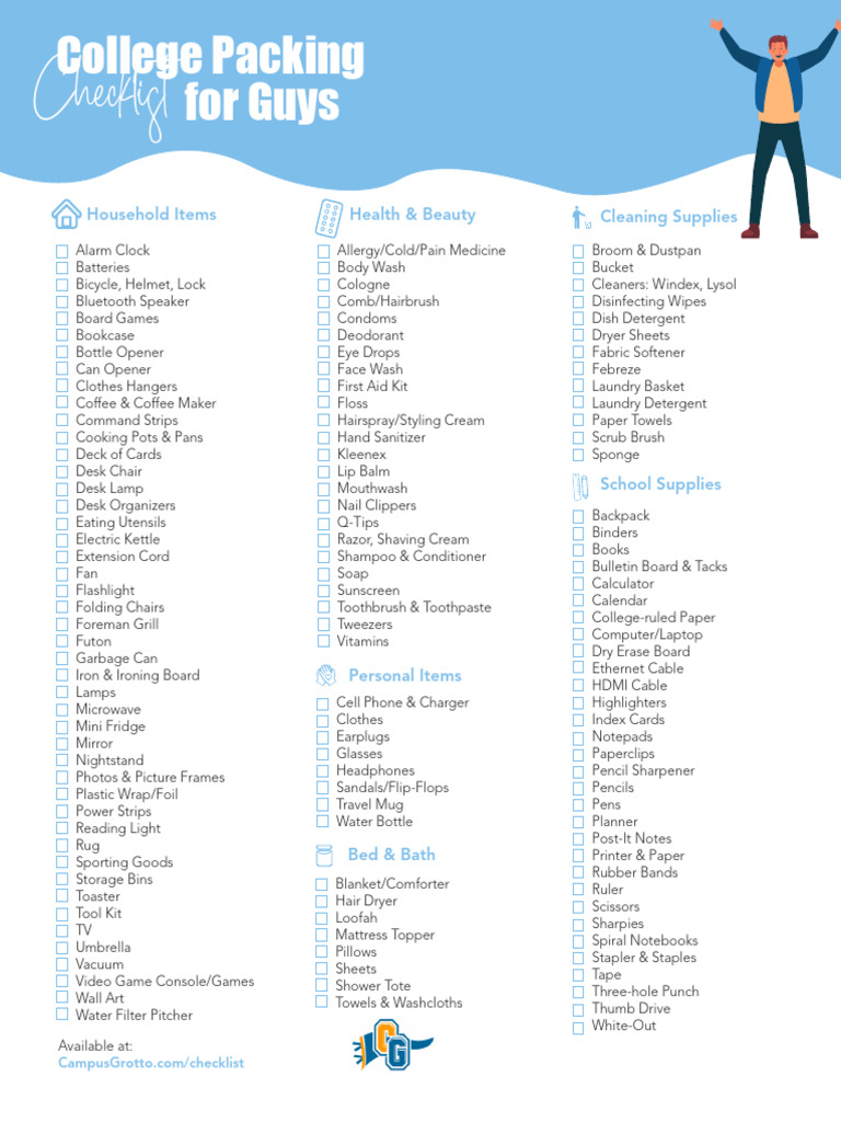 College Packing List For Guys | PDF