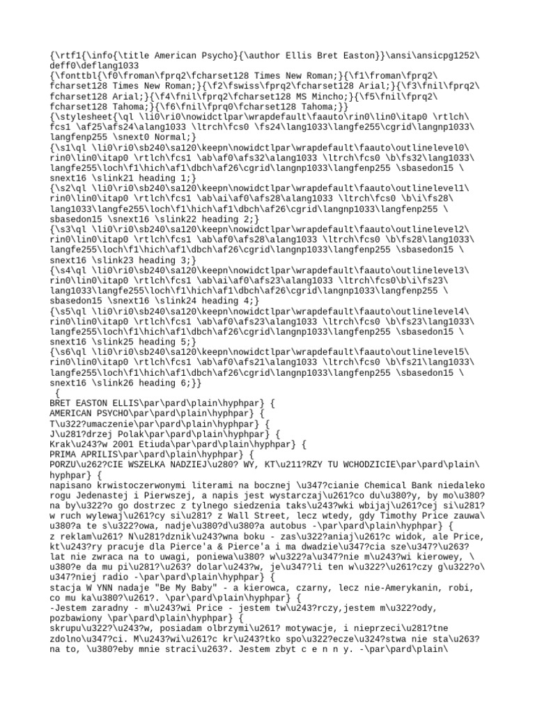 American Psycho - Ellis Bret Easton | PDF