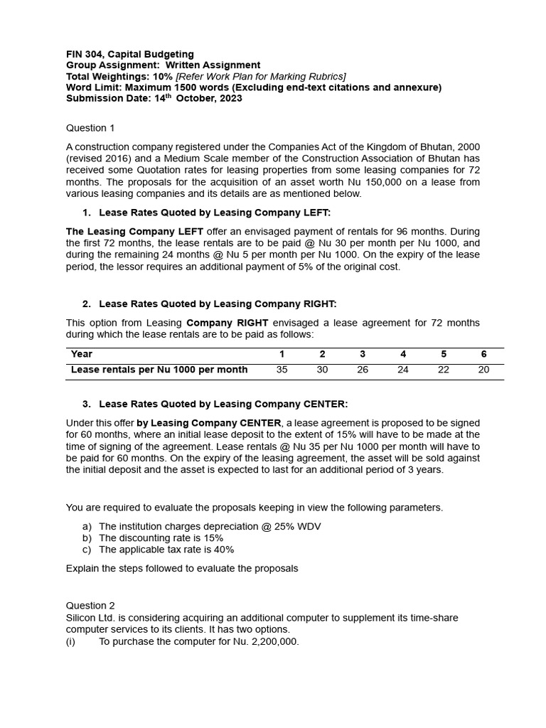 Written Assignment (10%) - Updated | PDF